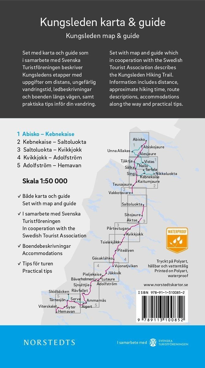 Map & Guide Kungsleden n°1 : Abisko – Kebnekaise - Nikkaluokta
