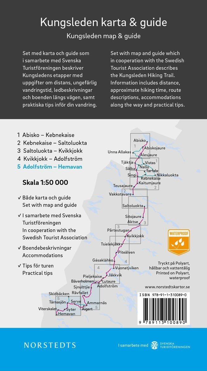 Map & Guide Kungsleden n°5 : Adolfström - Hemavan