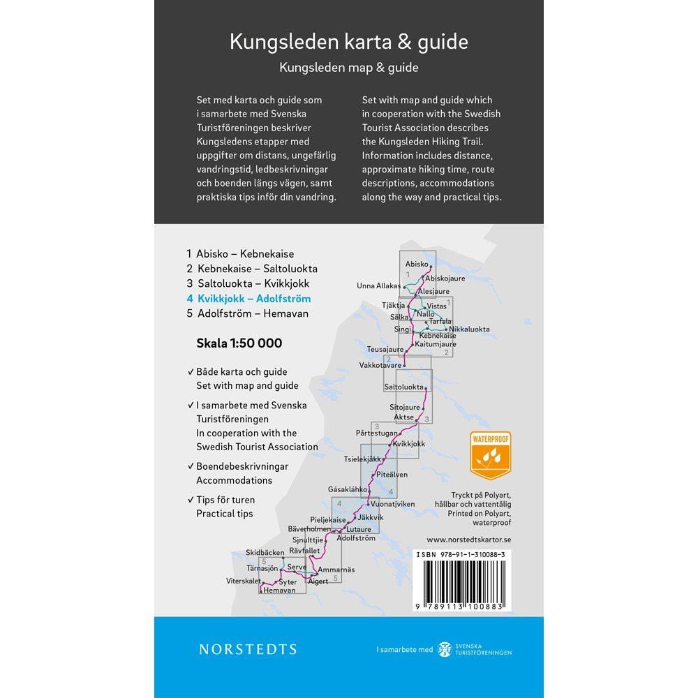 Map & Guide Kungsleden n°4 : Kvikkjokk - Adolfström