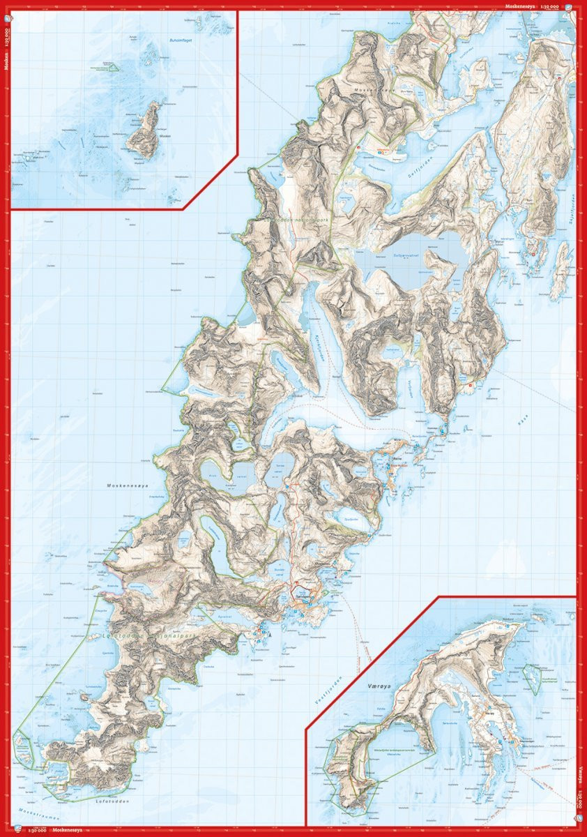 Høyfjellskart Lofoten: Moskenesøya & Flakstadøya 1:30.000 - Norway
