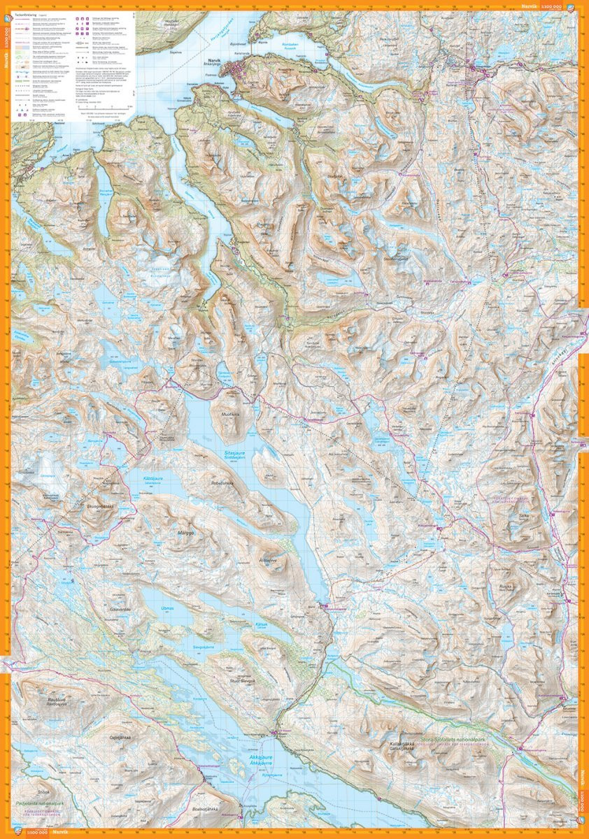 Hiking map Calazo Kebnekaisefjällen - Narvik 1:100 000