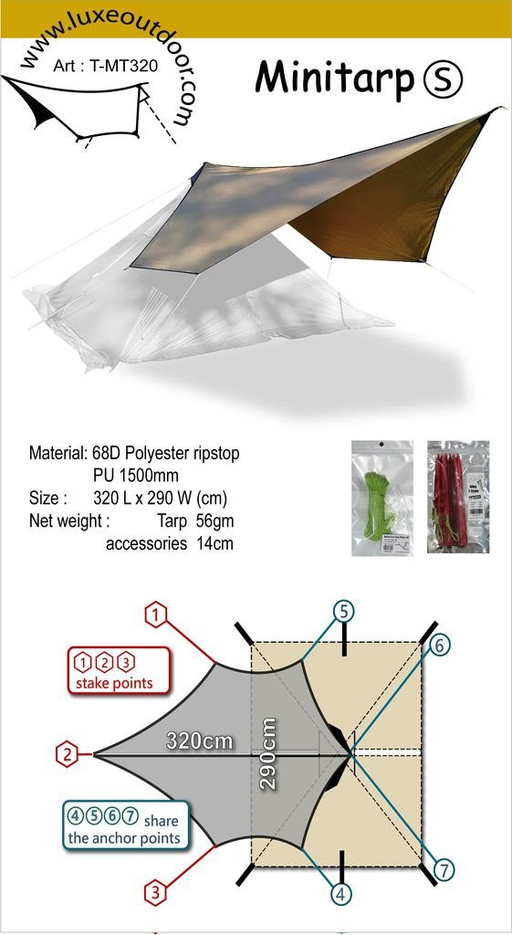 Luxe Outdoor Mini-Tarp S for the Mini Peak XL tipi