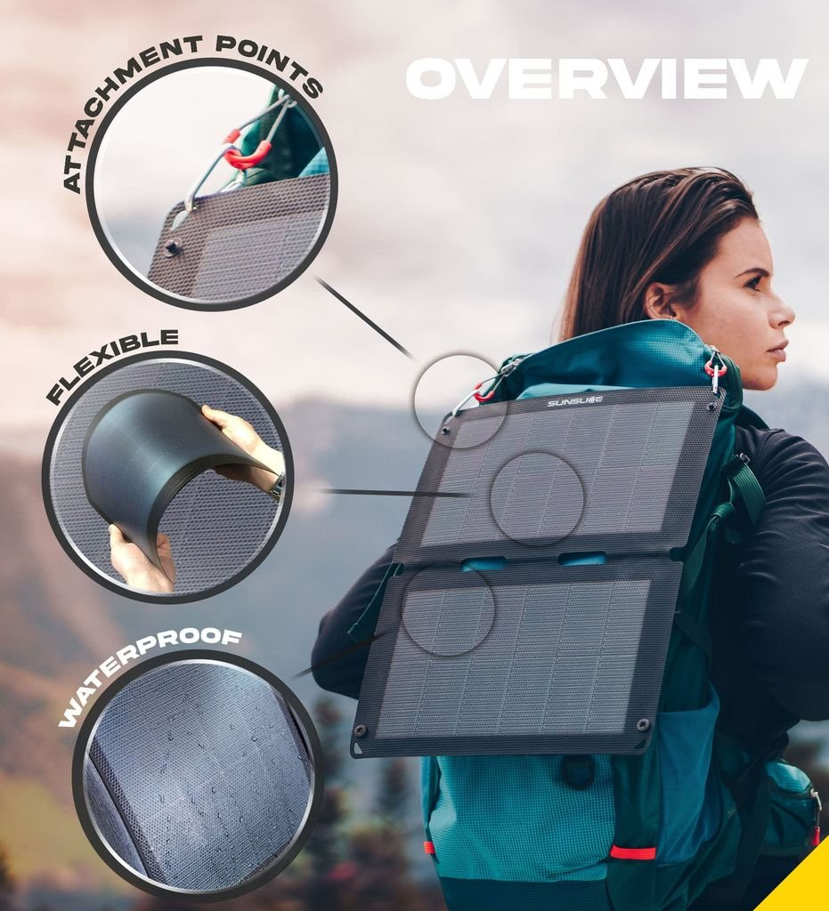 Lightweight, flexible solar panel for travel and hiking Sunslice Fusion ...
