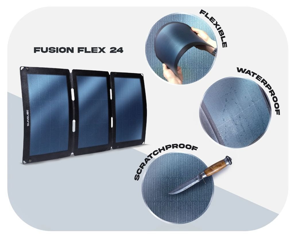 Lightweight, flexible solar panel for travel and hiking Sunslice Fusion ...