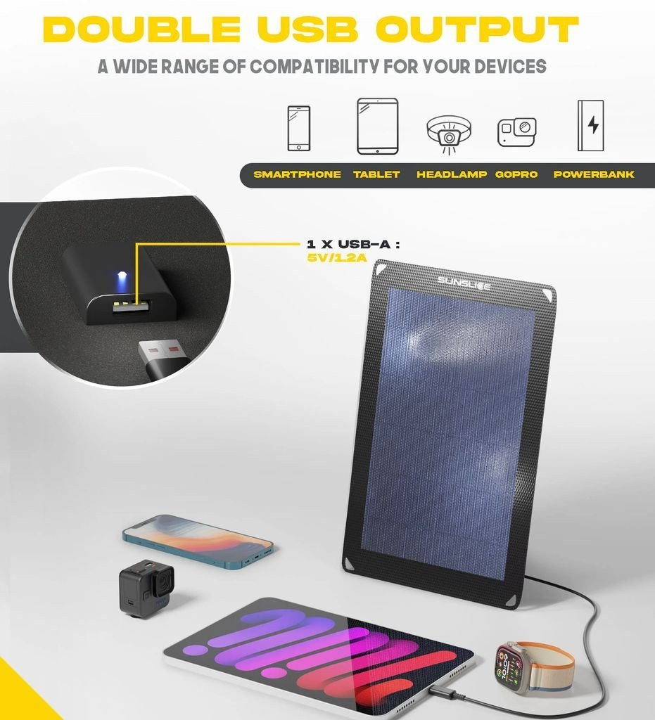 Lightweight, flexible solar panel for travel and hiking Sunslice Fusion ...