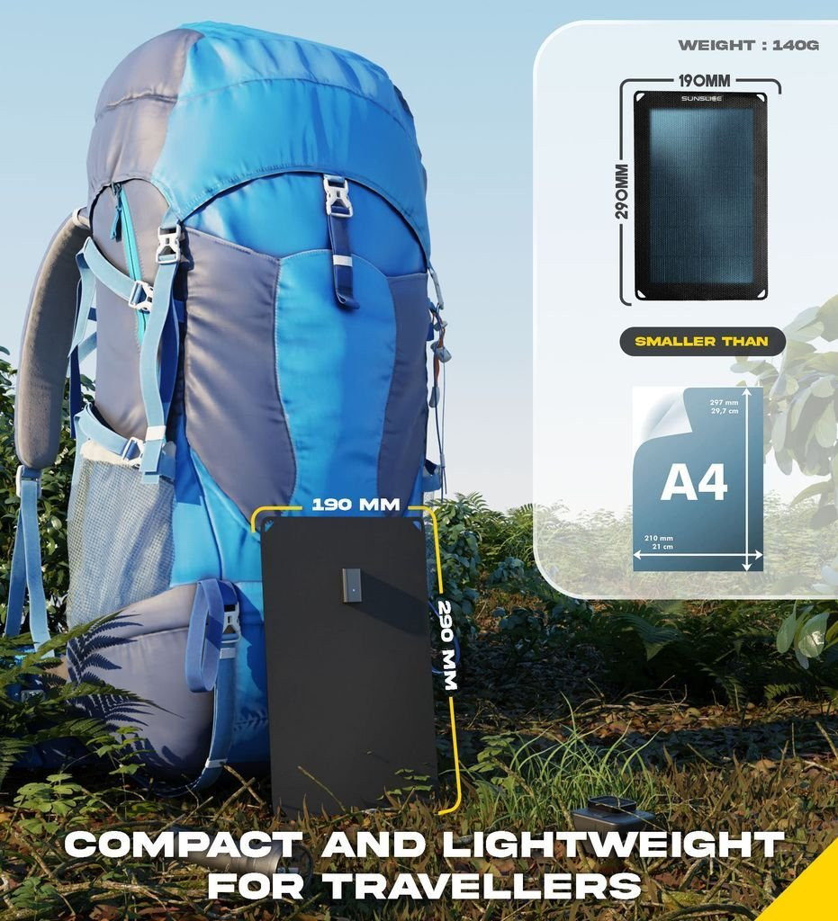 Lightweight, flexible solar panel for travel and hiking Sunslice Fusion ...