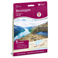 1:25,000 topographical map of Besseggen in the Jotunheimen massif.